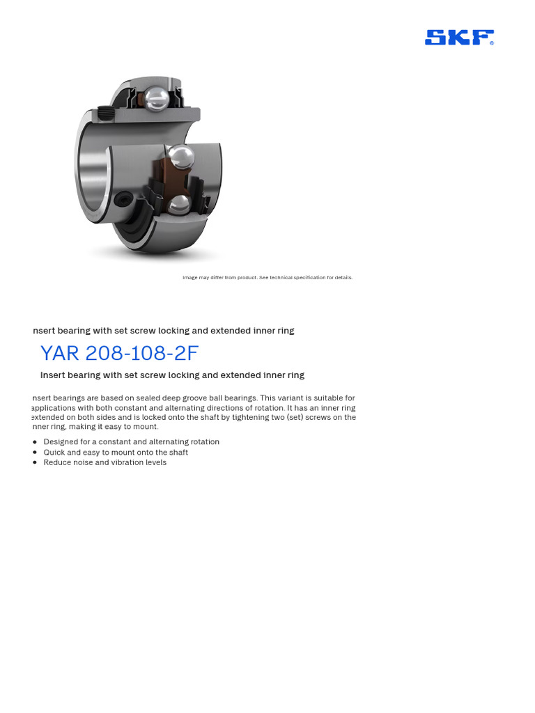 YAR 208-108-2F - Insert Bearings - SKF | PDF | Bearing (Mechanical ...