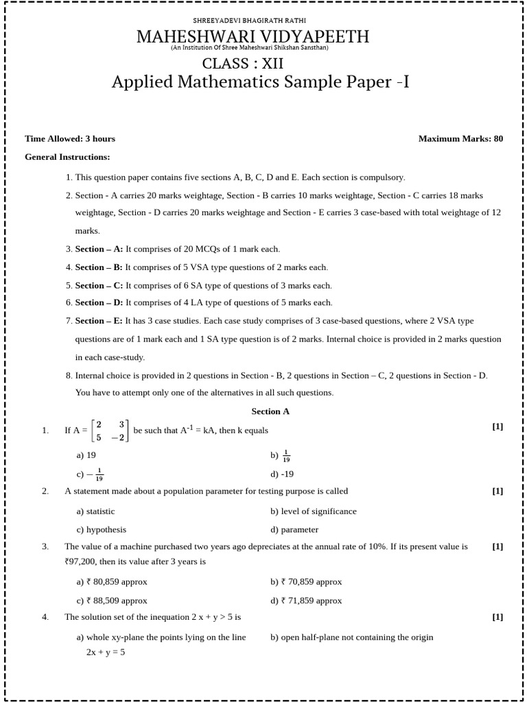 Sample Paper | PDF | Errors And Residuals | Dividend