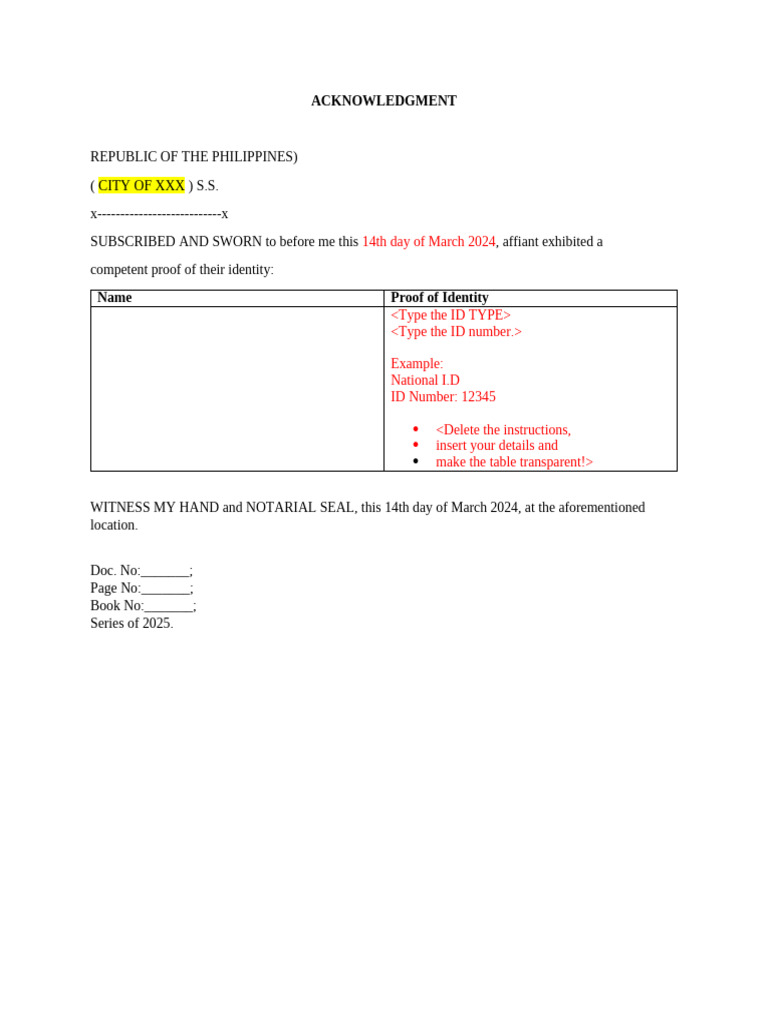 Sample Notarial Acknowledgement | PDF