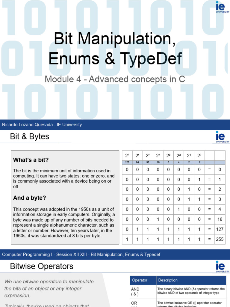 Session XII XIII - Bit Manipulation, Enums & Typedef | PDF | Integer (Computer Science ...