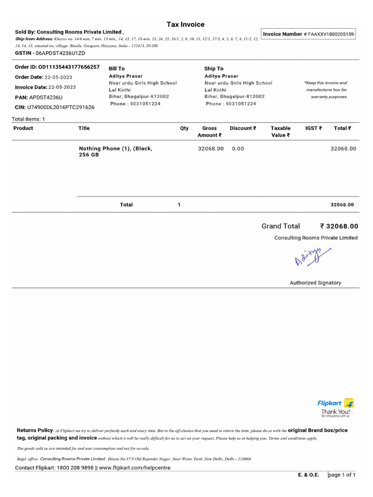 Flipkart Invoice | PDF