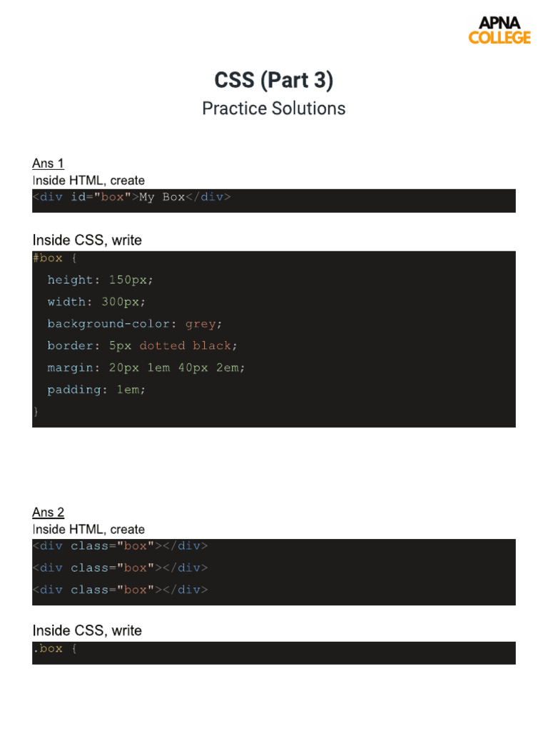 CSS Part 3 (Ans) | PDF