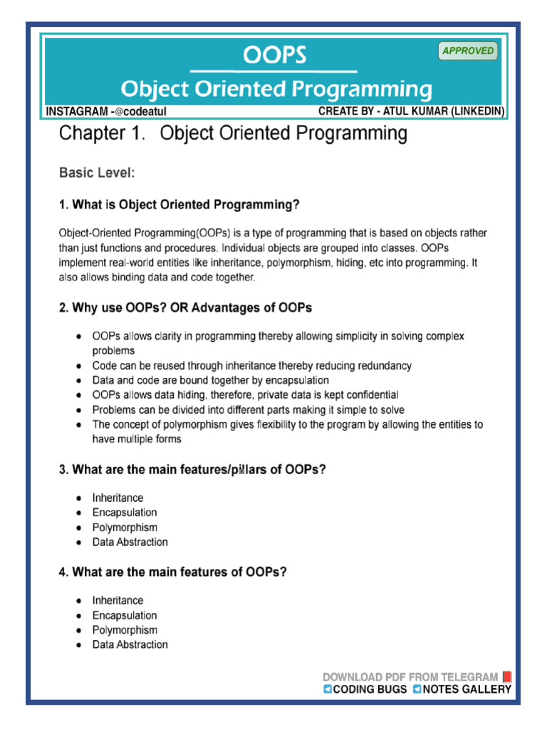 OOPS Important Questions | PDF