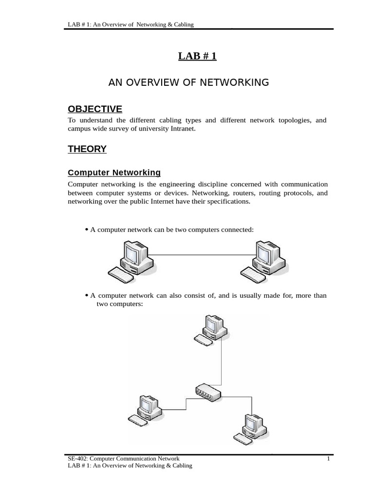 Lab 1 Updated 1 Pdf Network Topology Computer Network