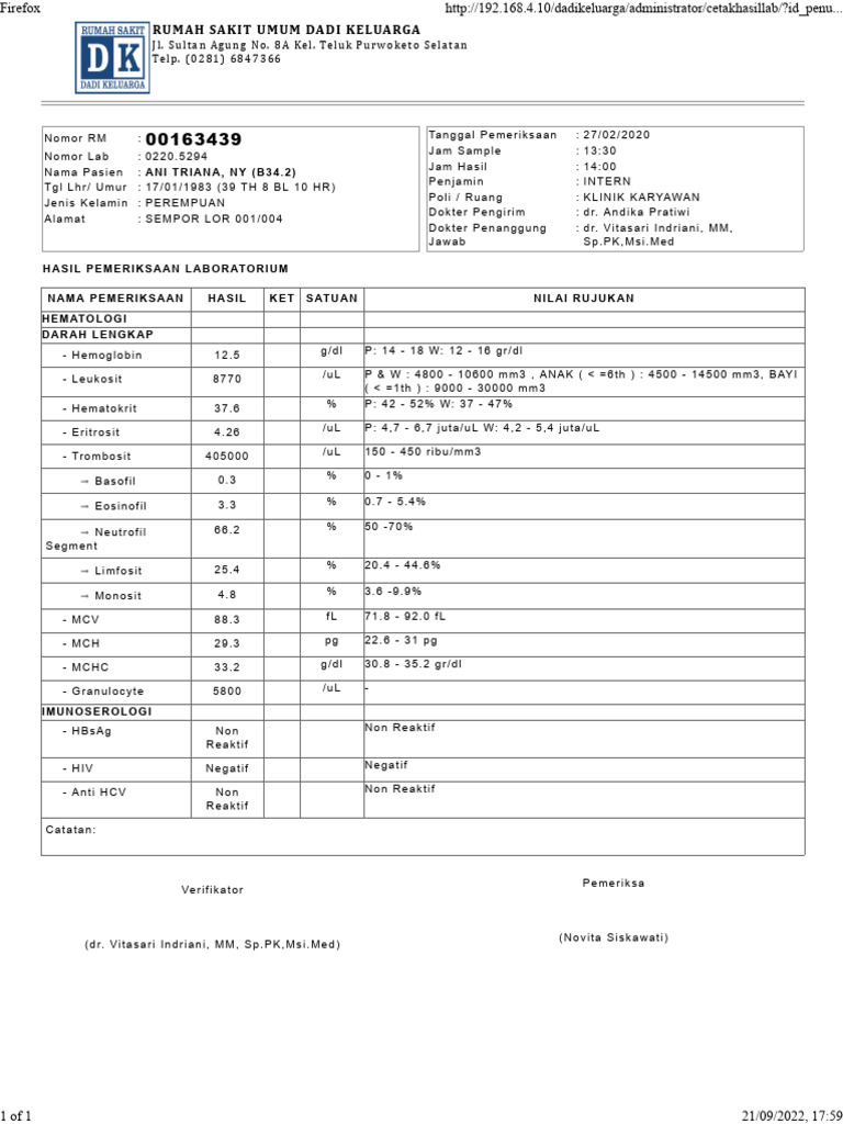 Pemeriksaan Hbsag | PDF