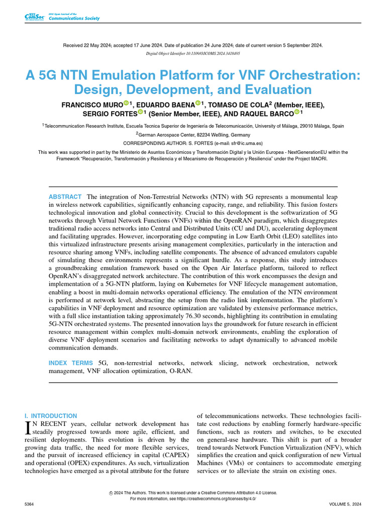 A 5G NTN Emulation Platform For VNF Orchestration Design Development ...
