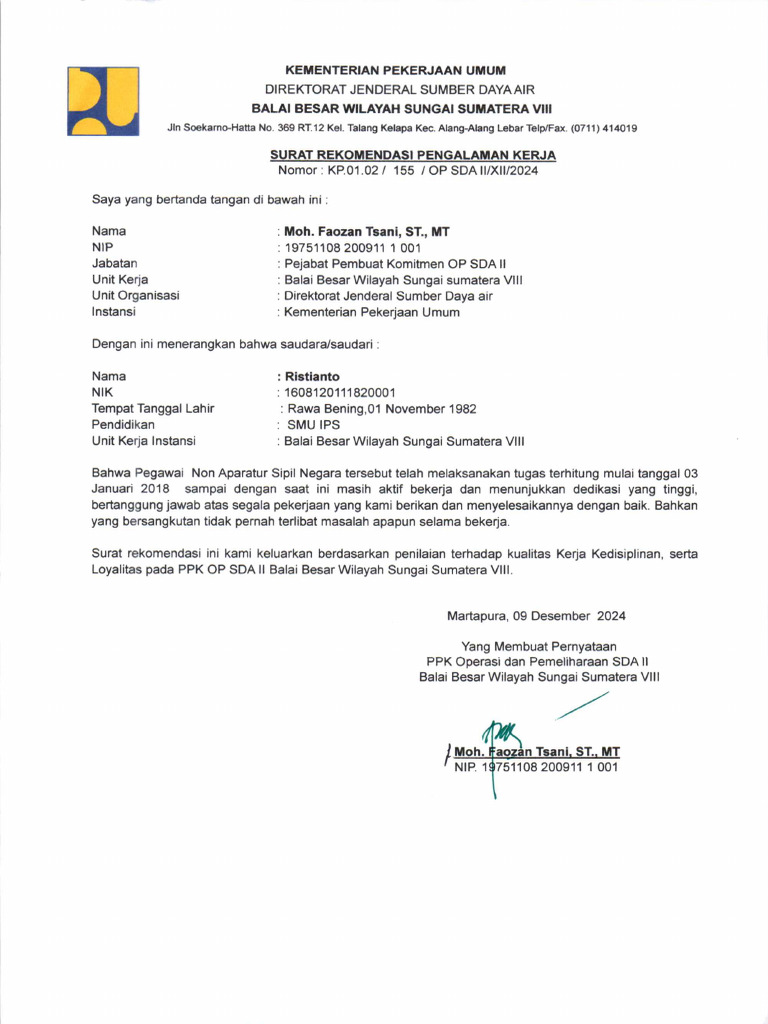 Ristianto Rekomendasi Dan Suket | PDF