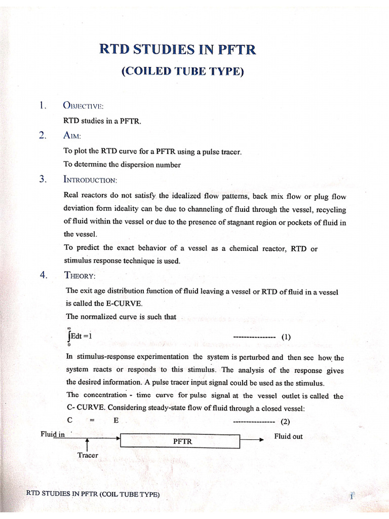 RTD Study For PFTR | PDF