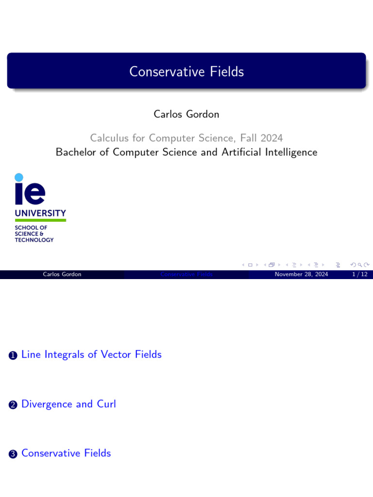Conservative Vector Fields Guide | PDF | Integral | Divergence