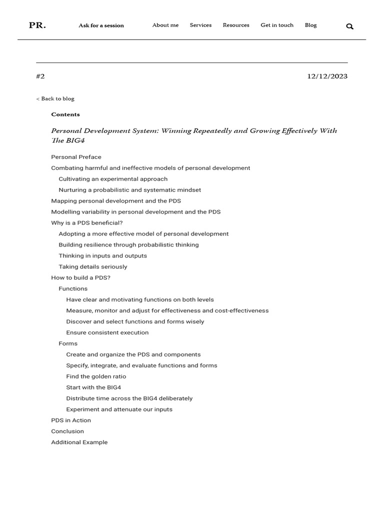 Personal Development System - Winning Repeatedly and Growing Effe | PDF