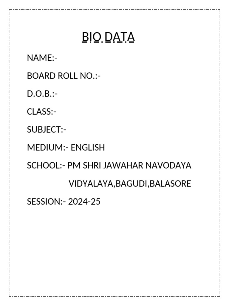 Bio Data SD Xii | PDF