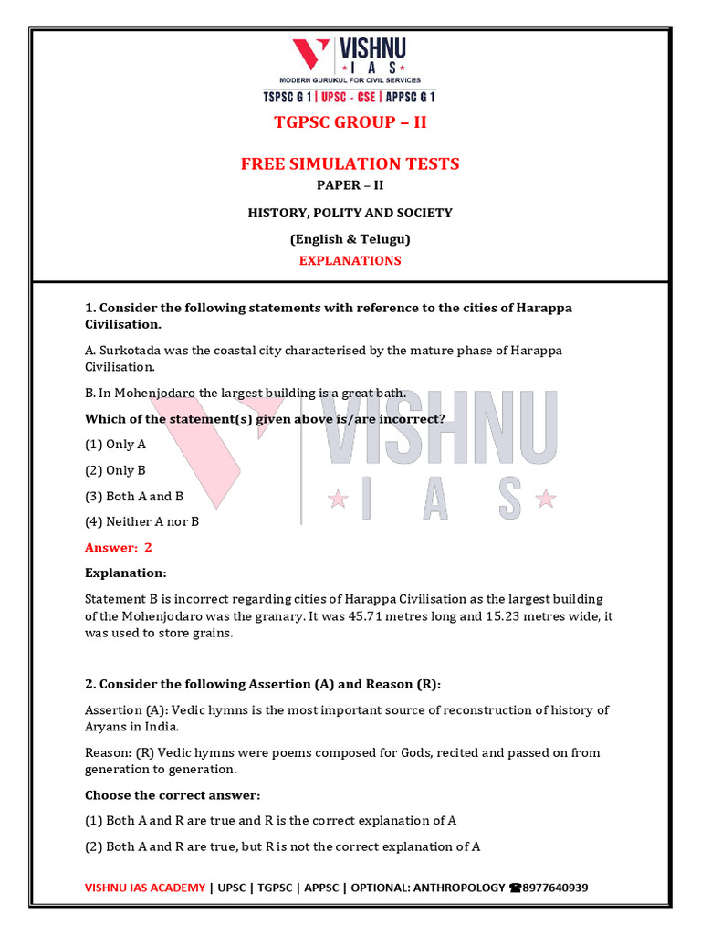 Tgpsc g2 Free Test Paper - II Model Answers Em | PDF | Ex Post Facto Law
