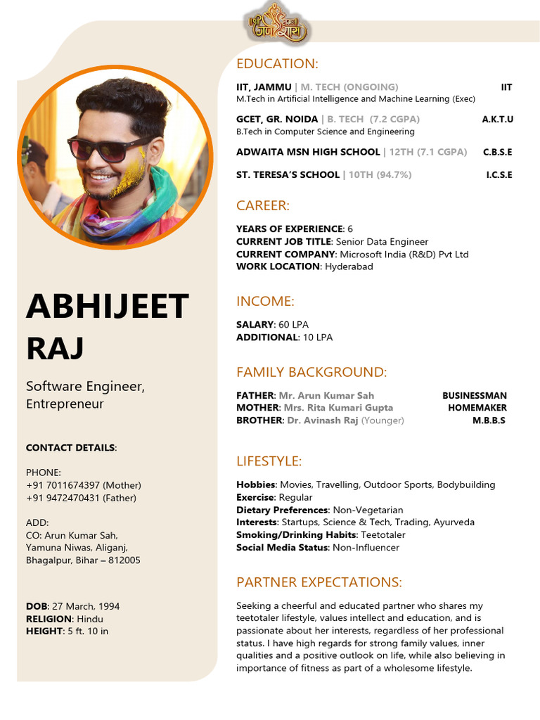Abhi Biodata | PDF