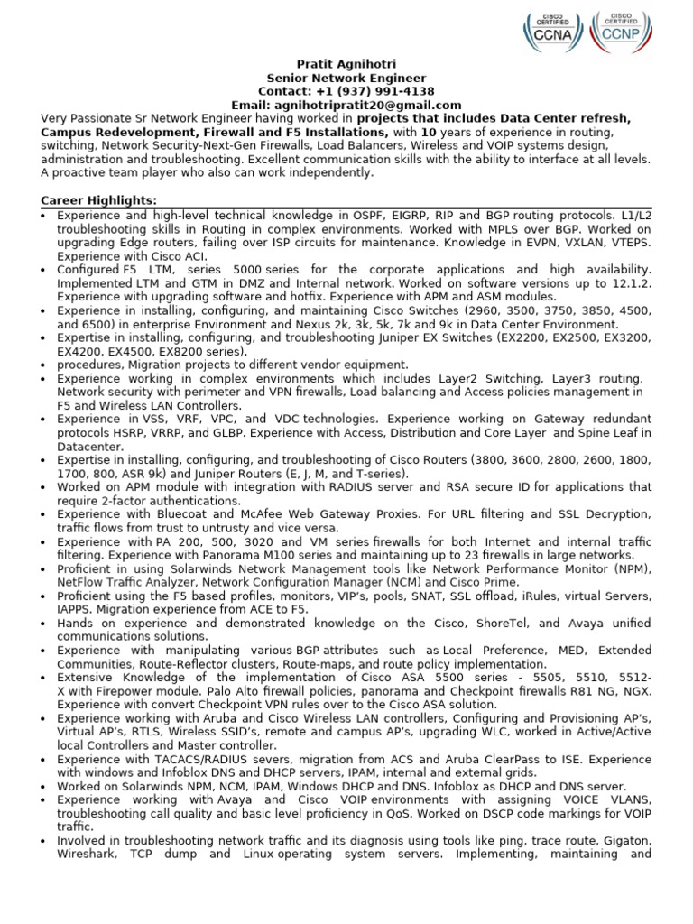 Pratit A - Network Engineer - O | PDF | Computer Network | Virtual Private Network