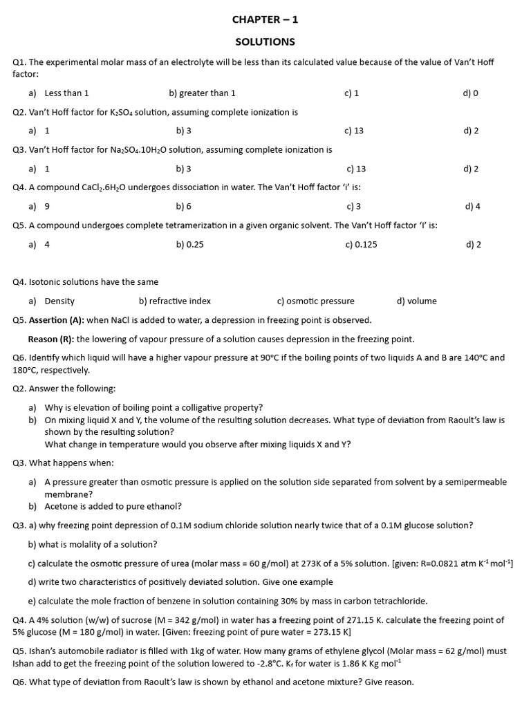 Latest Class 12 PYQ Chemistry Chapter-Wise | PDF | Reaction Rate ...