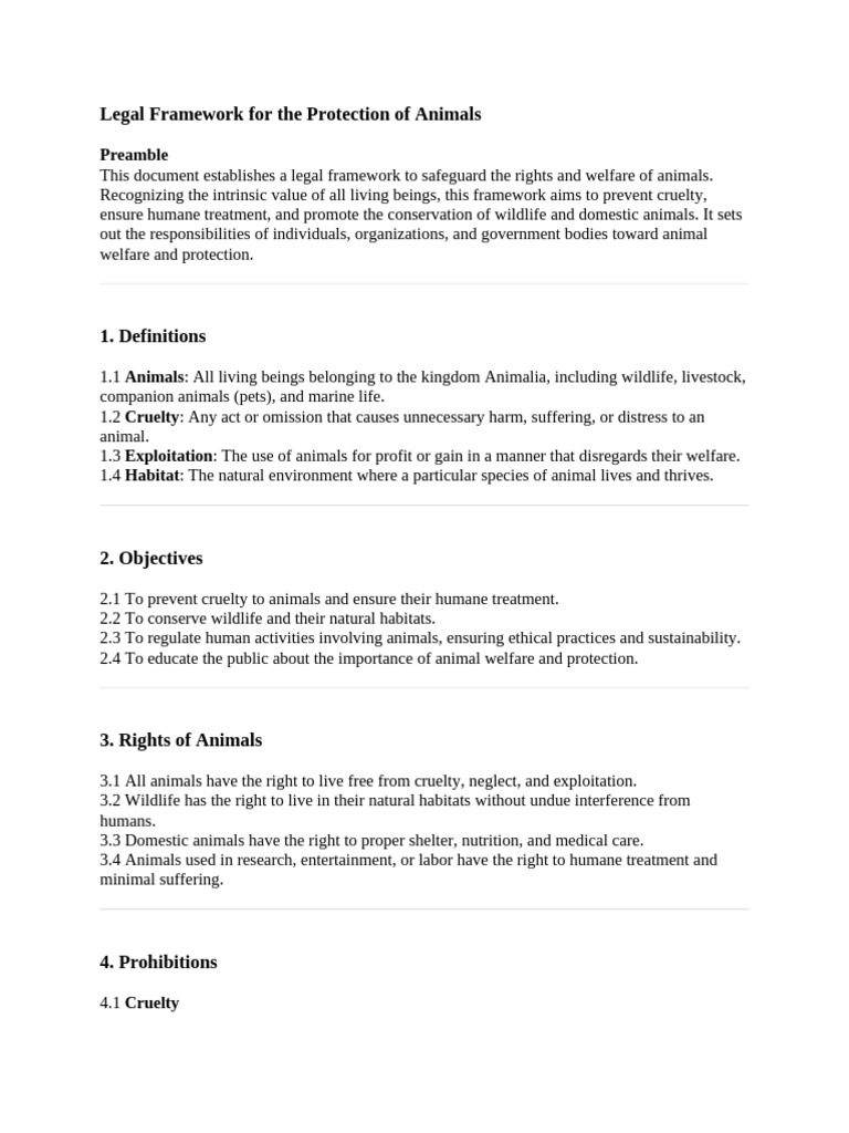 Legal Framework For The Protection of Animals | PDF | Cruelty To ...