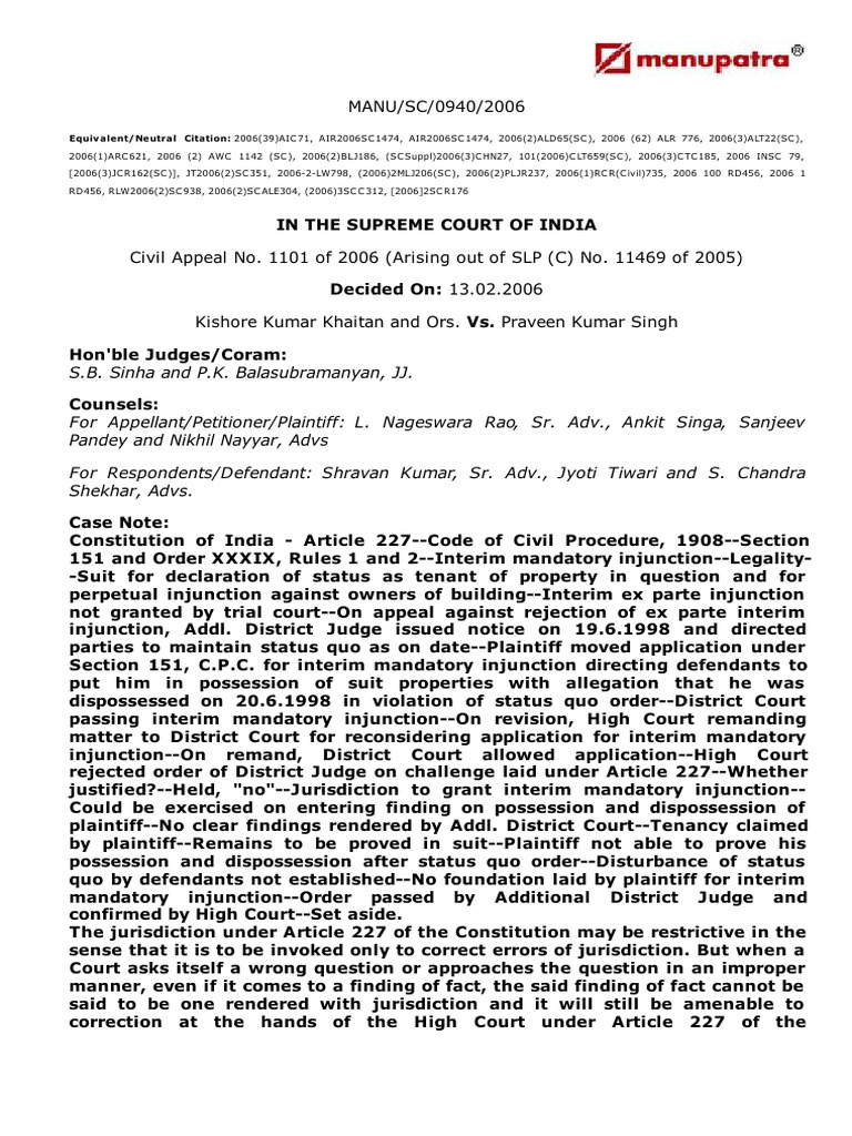 Supreme Court Ruling on Interim Injunction | PDF | Lawsuit | Injunction