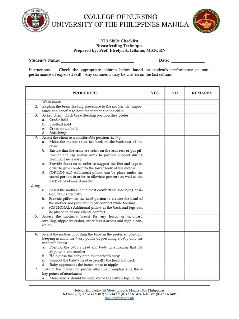 Breastfeeding Checklist | PDF | Breastfeeding | Breast