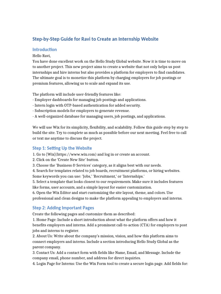 Step-by-Step_Guide_Ravi_Internship project | PDF | Websites | Databases