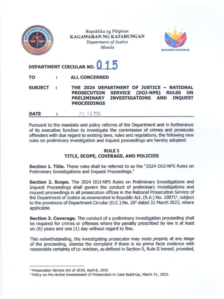 DOJ Circular No 15 | PDF