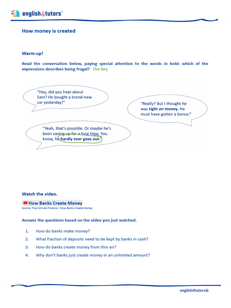 How Money is Created _ Teacher's Copy | PDF | Economies | Money