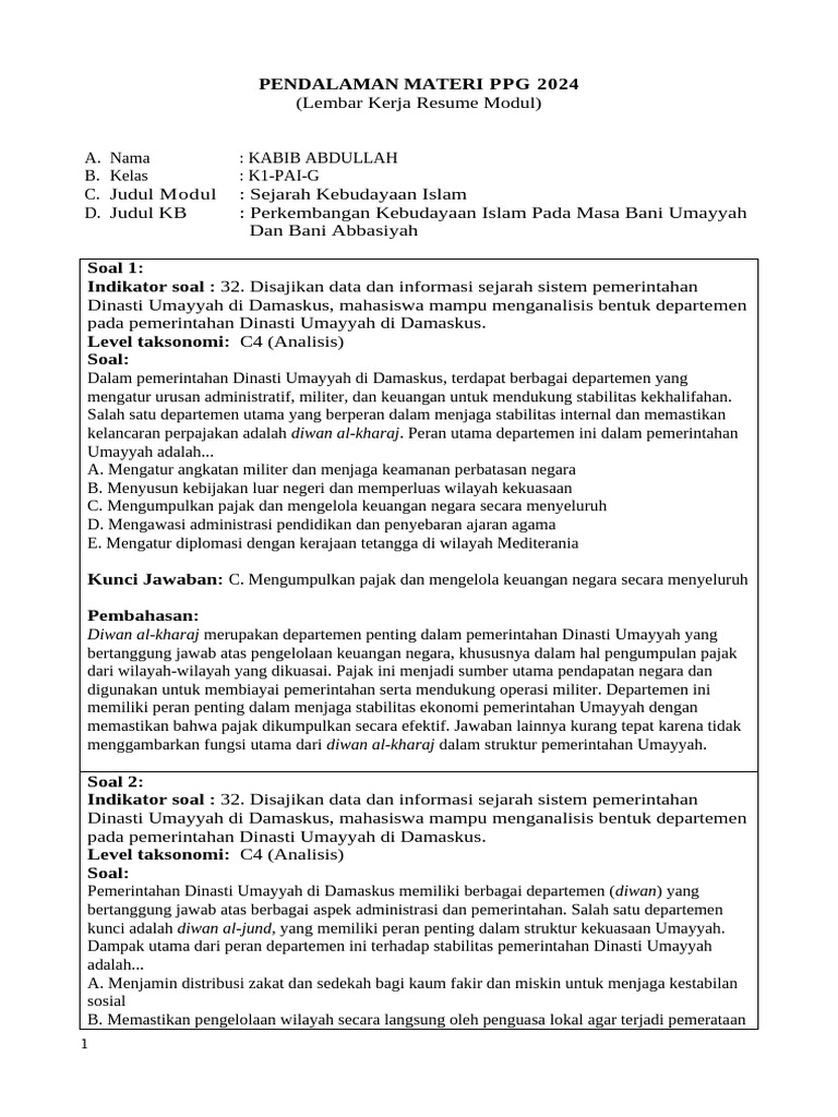 LK Resume Pendalaman Materi 2024 - KB 2 | PDF