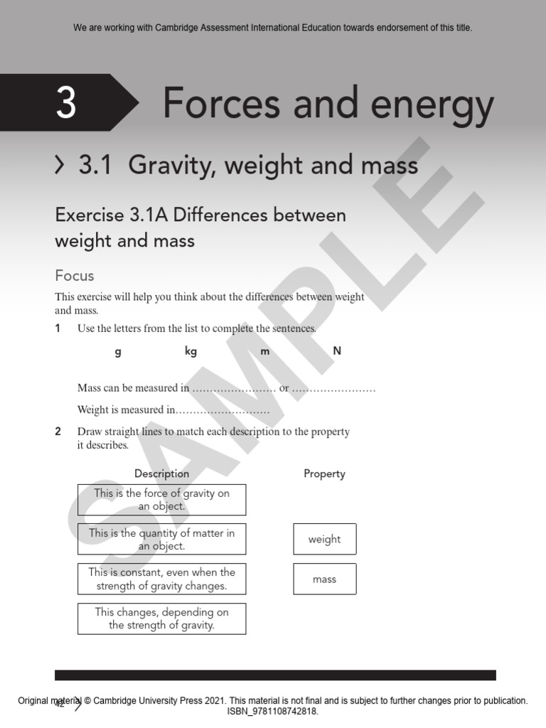 5.1Gravity, Weight and mass | PDF | Weight | Mass