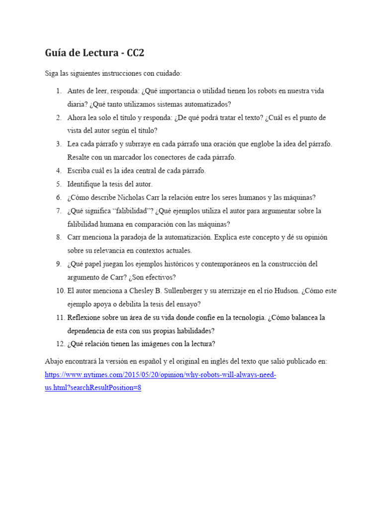 Guade Lectura CC2 Losrobots | PDF | Ingeniería