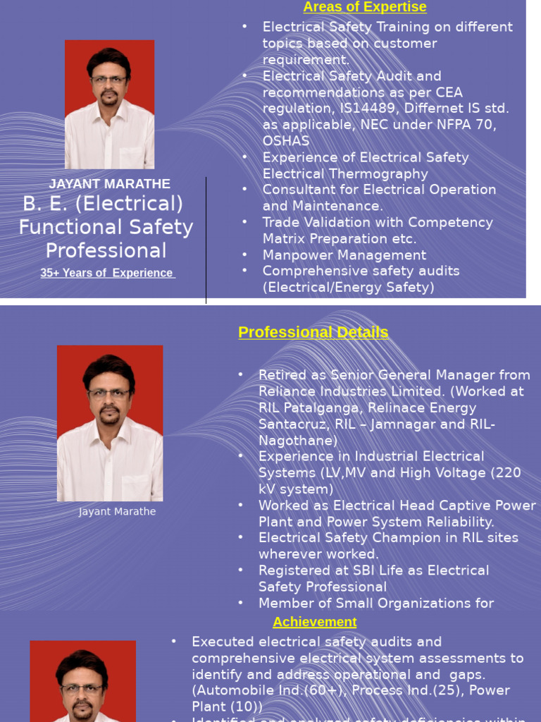 Brief Profile - Jayant Marathe | PDF | Safety | Electrical Engineering