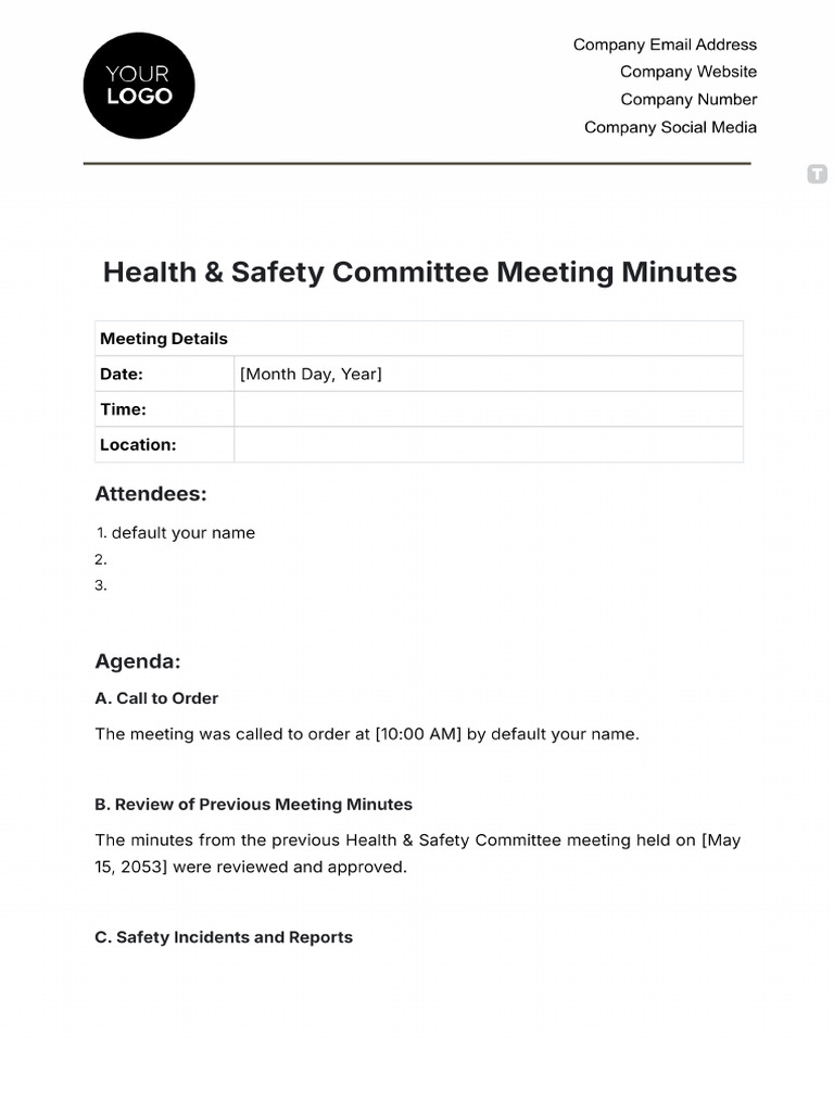 Health & Safety Committee Meeting Minutes Template - Edit Online ...