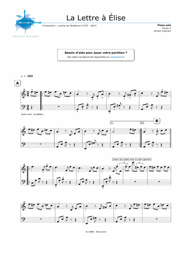 Lettre À Elise (Version Originale) | PDF