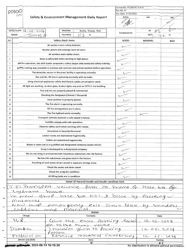 Daily walk round OBS JUNE 2024 (1) | PDF