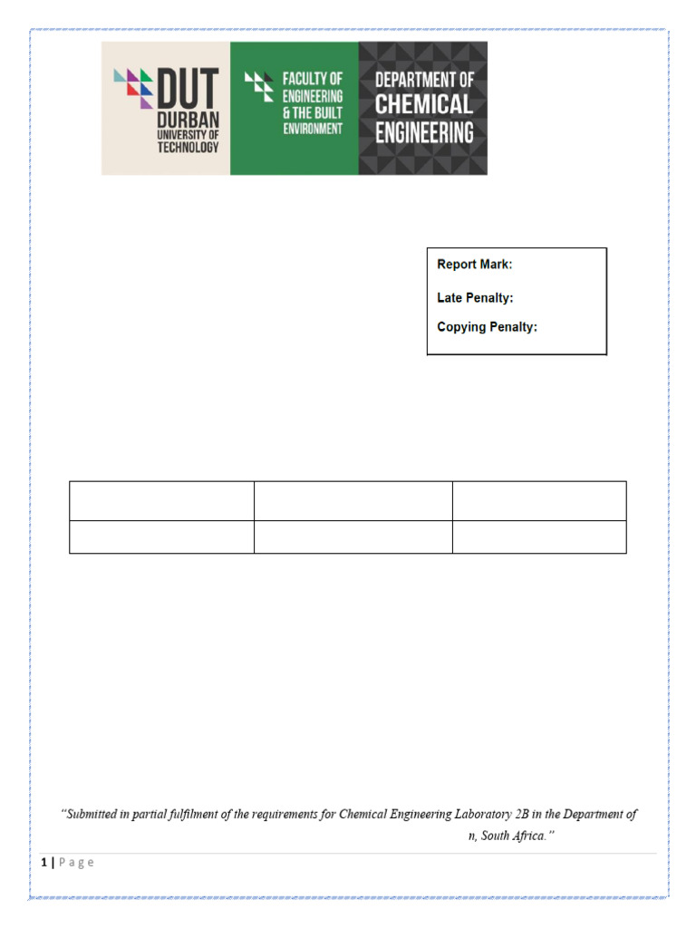 Chemical Engineering Laboratory 2B - Final Report (Autosaved) | PDF ...