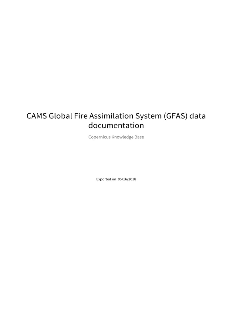 CAMS Global Fire Assimilation System (GFAS) Data Documentation | PDF ...