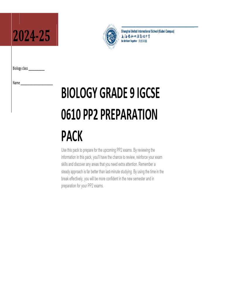 Grade 9 Biology PP2 Exam Preparation Pack | PDF