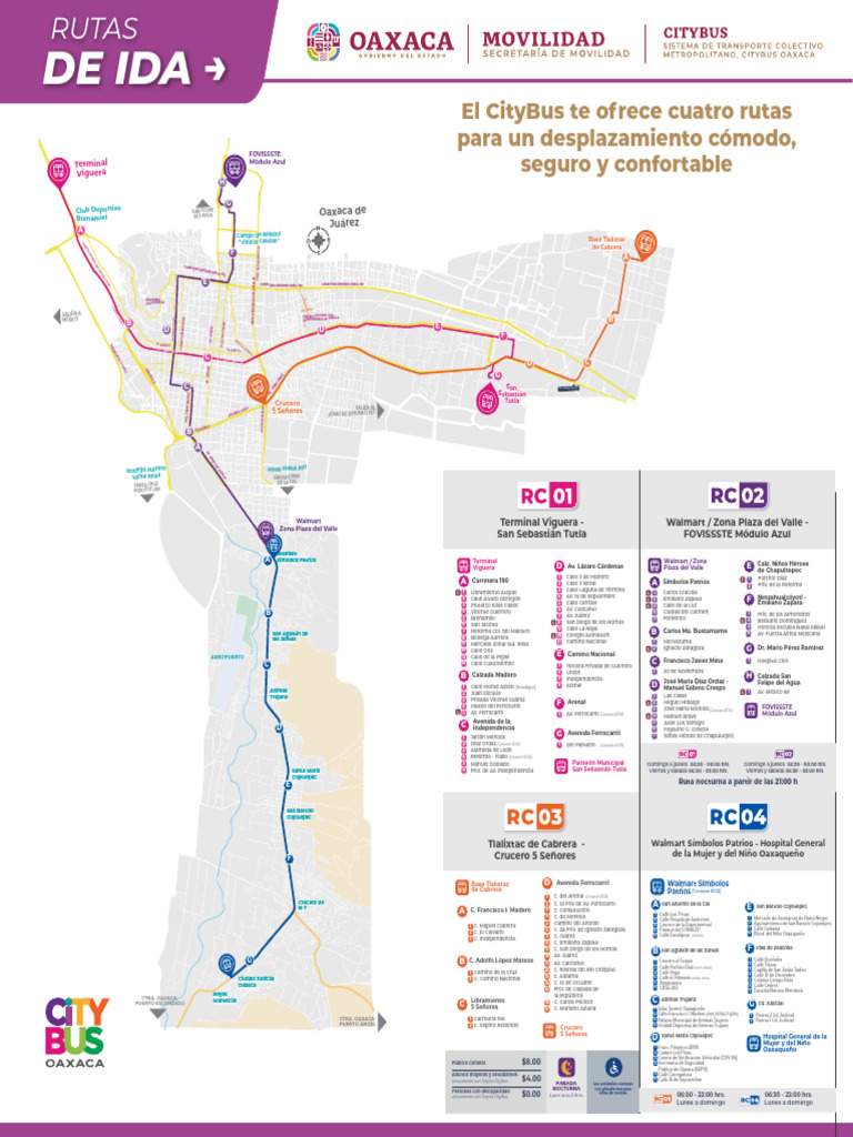 Rutas y horarios del CityBus Oaxaca | PDF | México | revolución mejicana