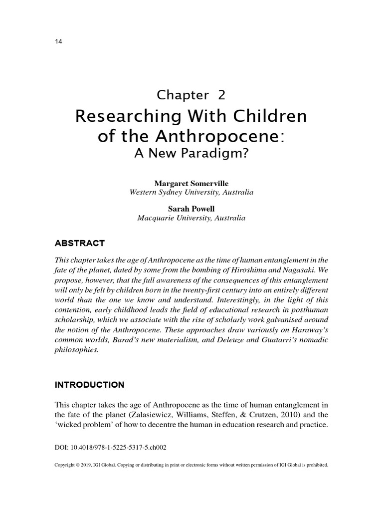 Researching With Children of The Anthrop | PDF | Anthropocene | Concept