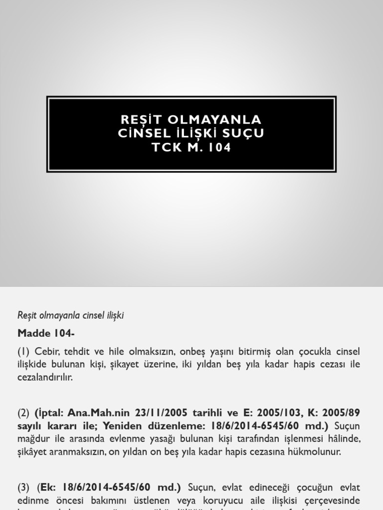 TCK 104 (Resit Olmayanla Cinsel Iliski) | PDF