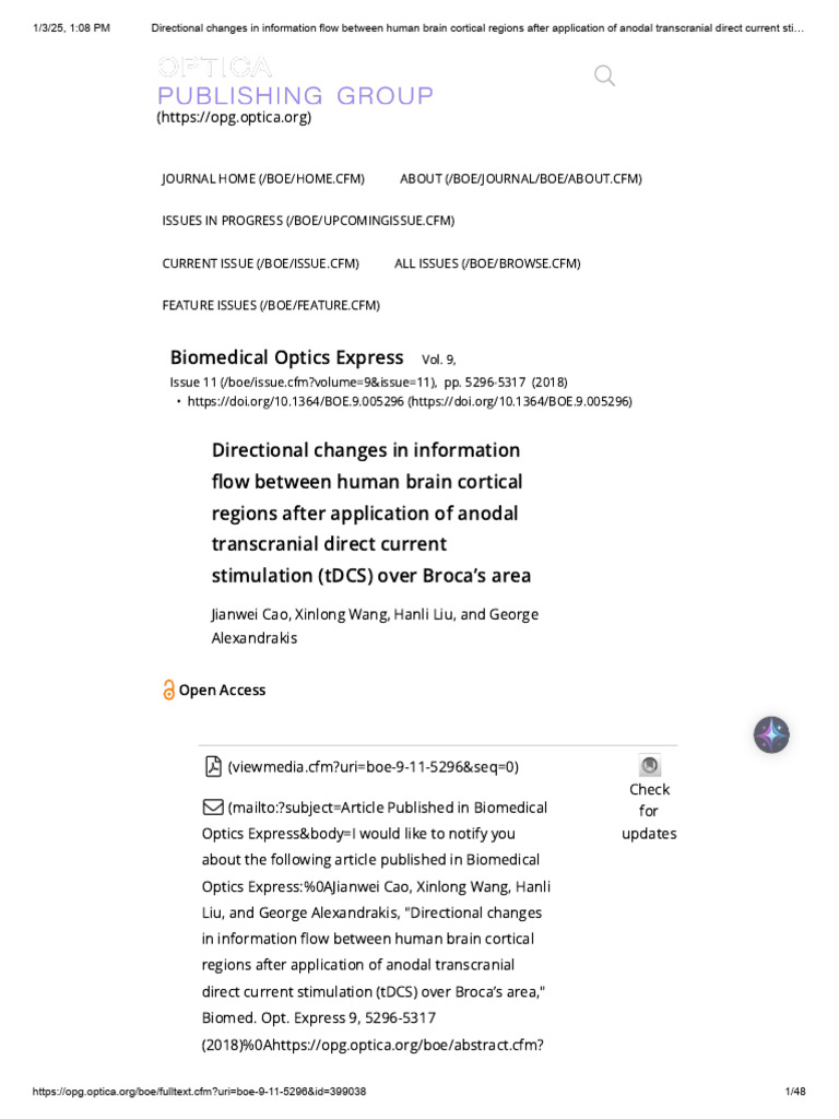 Directional changes in information flow between human brain cortical regions after application ...