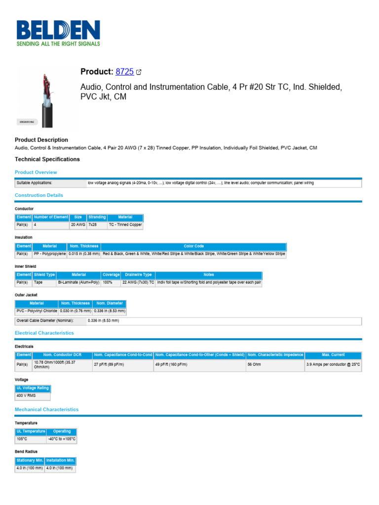 8725 - Techdata - PDF - AUDIO CONTROL INSTRUMENT | PDF | Electrical Wiring | Electromagnetism