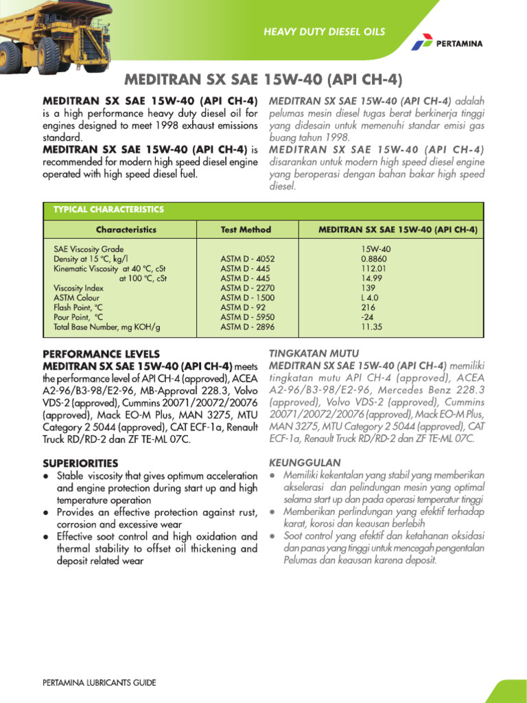 6552 Meditran SX SAE 15W 40 (API CH 4) | PDF