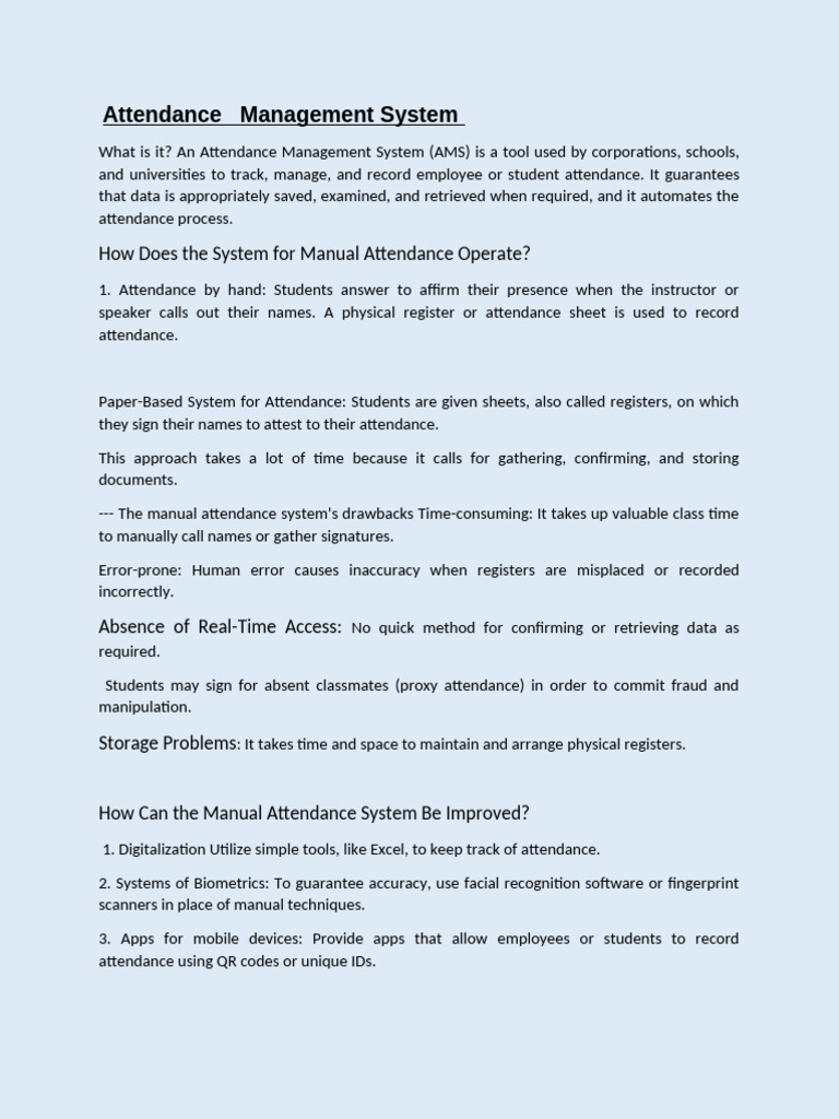 Attendance Management System 2025 | PDF | Databases | Biometrics