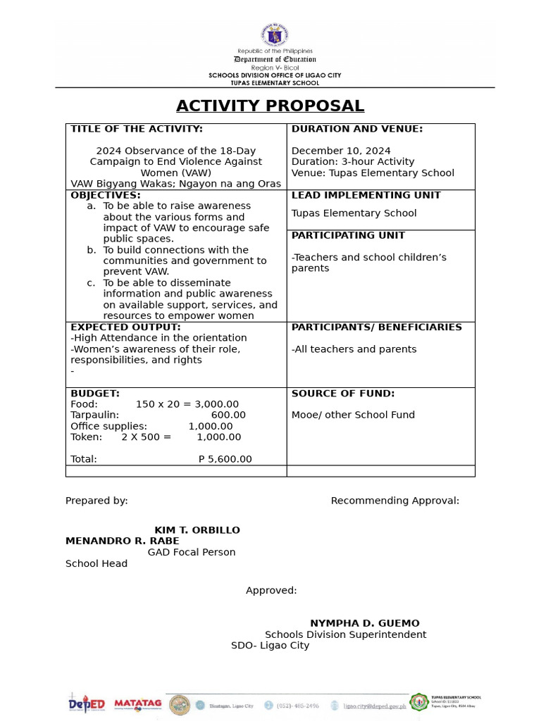 ACTIVITY PROPOSAL and Appearance | PDF