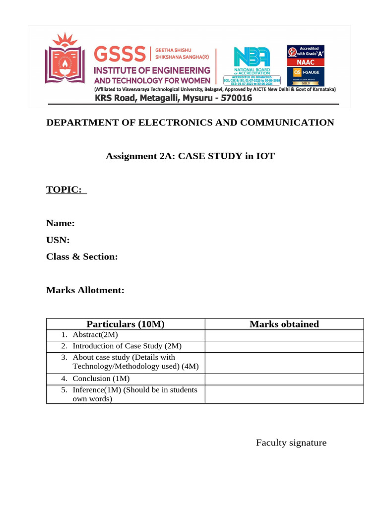 Iot Case STUDY ASSIGNMENT FRONT PAGE | PDF
