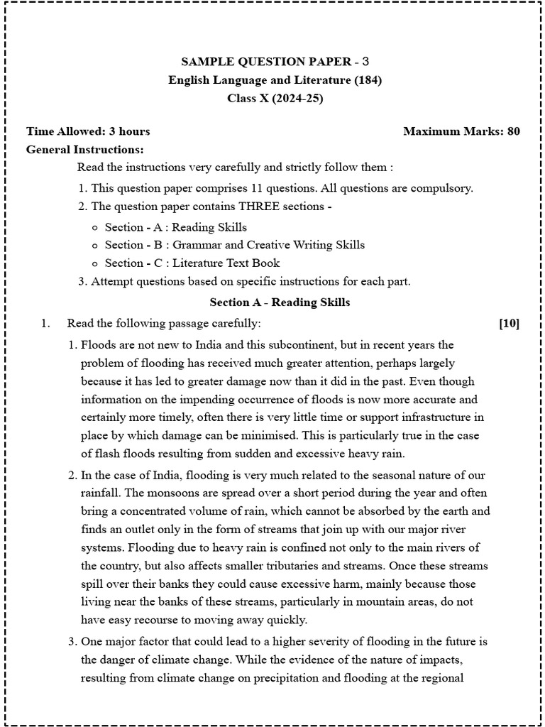 Practice Paper 3 For Preboard | PDF | Flood | Climate Change