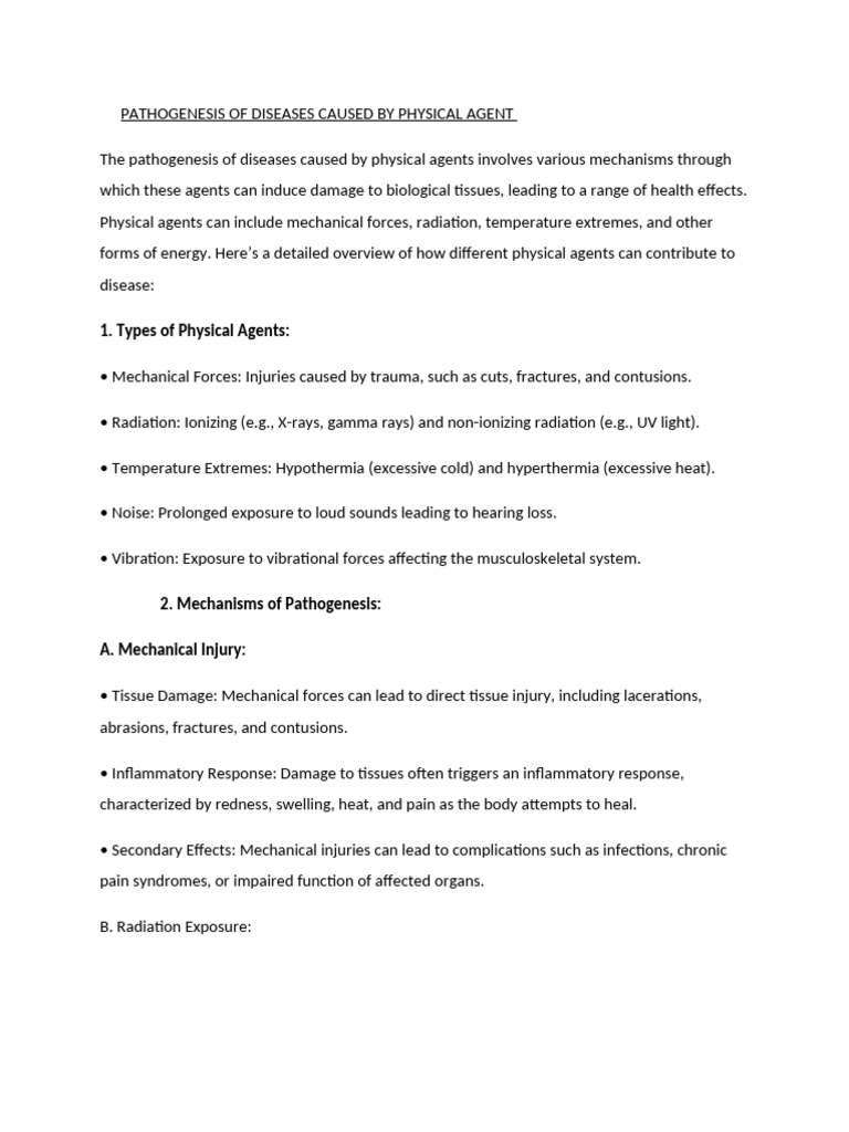 Pathogenesis of Physical Agent Diseases | PDF | Radiation | Hypothermia