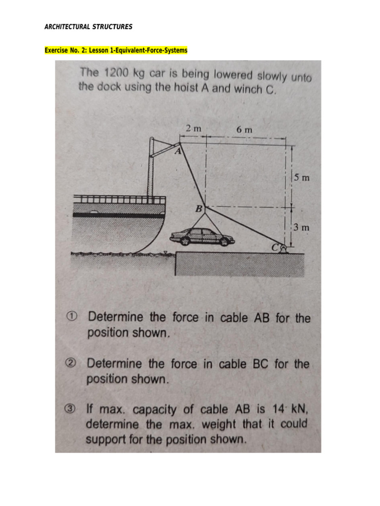 Exercise No. 2-Lesson 1-Equivalent-Force-Systems | PDF