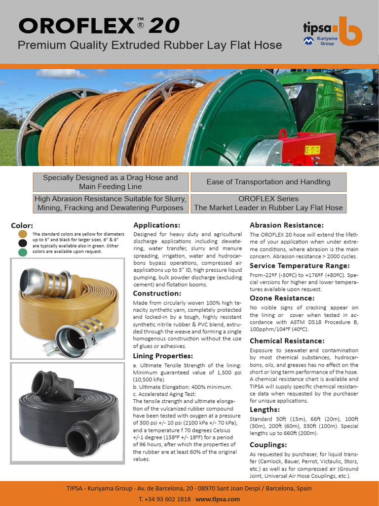 OROFLEX Heavy-Duty Lay Flat Hose | PDF | Natural Rubber | Adhesive