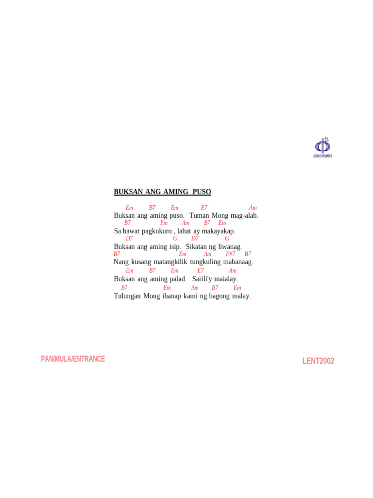 01-P-Buksan Ang Aming Puso | PDF