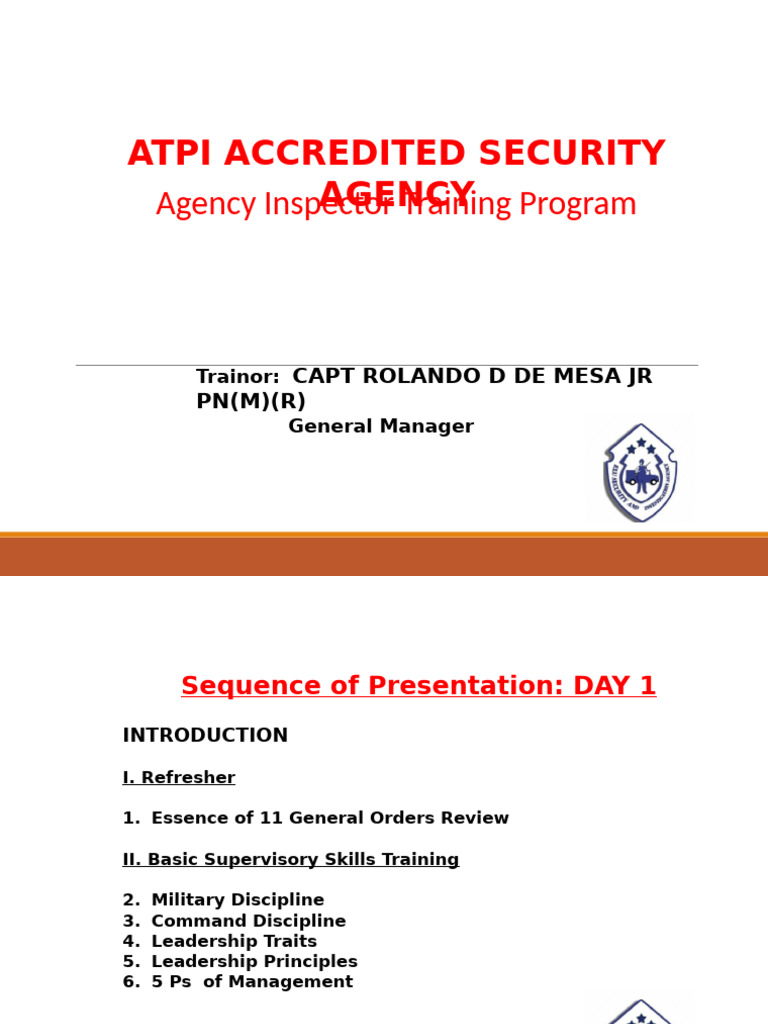 ATPI Security Agency Training Overview | PDF | Leadership | Social ...